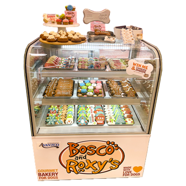 36" Curved Glass White Dry Bakery Display Case - Bosco and Roxy's Inc.